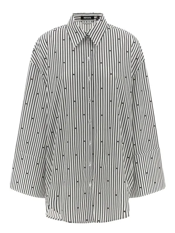 ROTATE BY BIRGER CHRISTENSEN Poplin Oversized Striped Shirt - White/black