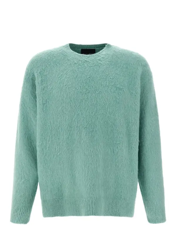 ROBERTO COLLINA Shearling Cotton Blend Sweater - Light Blue