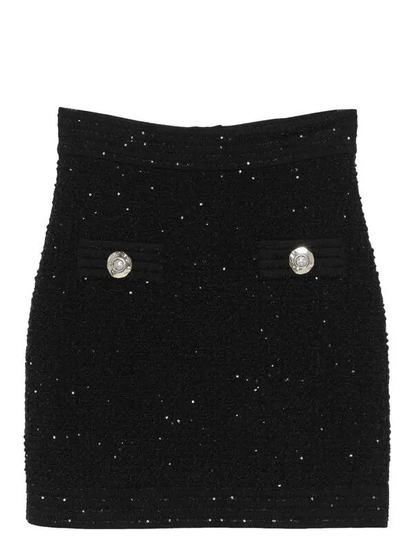 Balmain Tweed Mini Skirt - Black