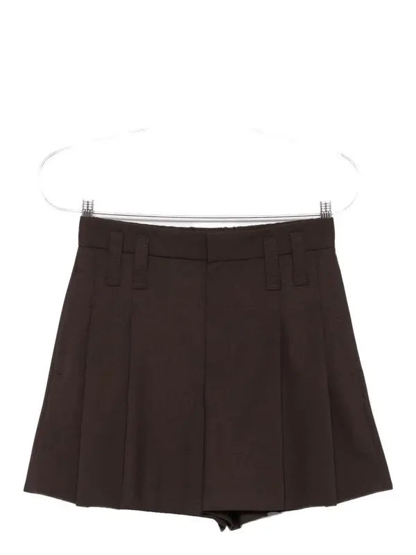 Brunello Cucinelli Wool Blend Pleated Shorts - Brown