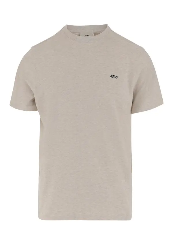 AUTRY Cotton T-shirt With Logo - Light Grey
