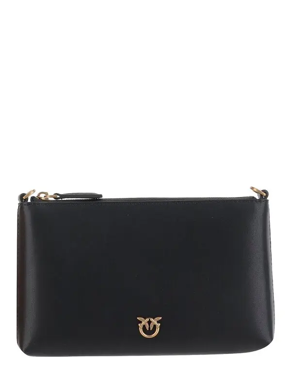 Pinko Leather Clutch Bag With Logo - Black