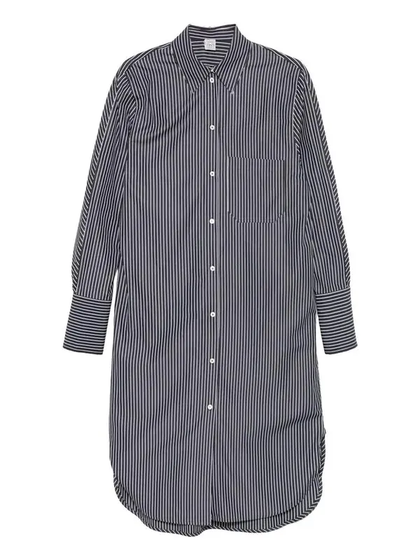 TOTÊME Striped Cotton Shirtdress - Black