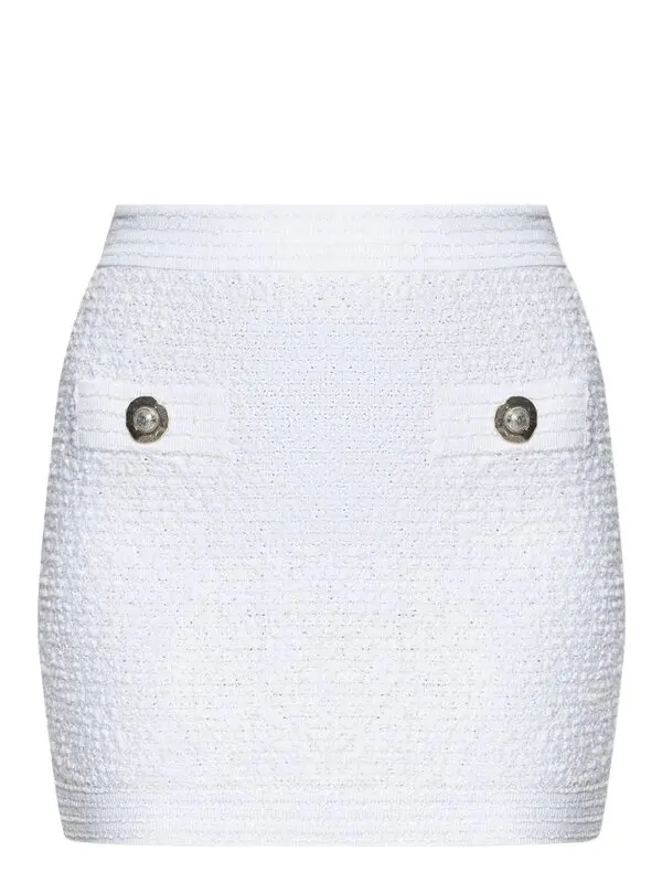 Balmain Mini Tweed Skirt - White