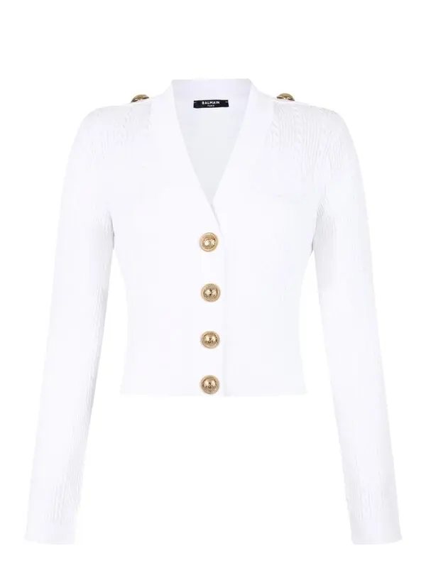 Balmain V-necked Cardigan - White