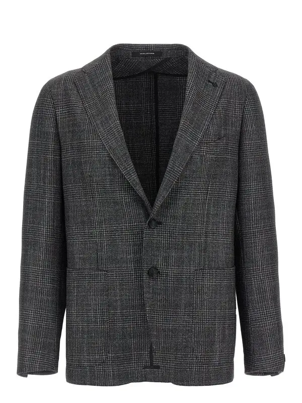 Tagliatore Check Patterned Blazer - Gray