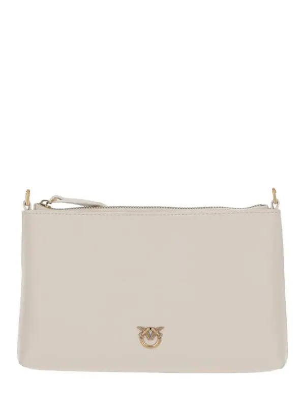 Pinko Leather Clutch With Logo - White