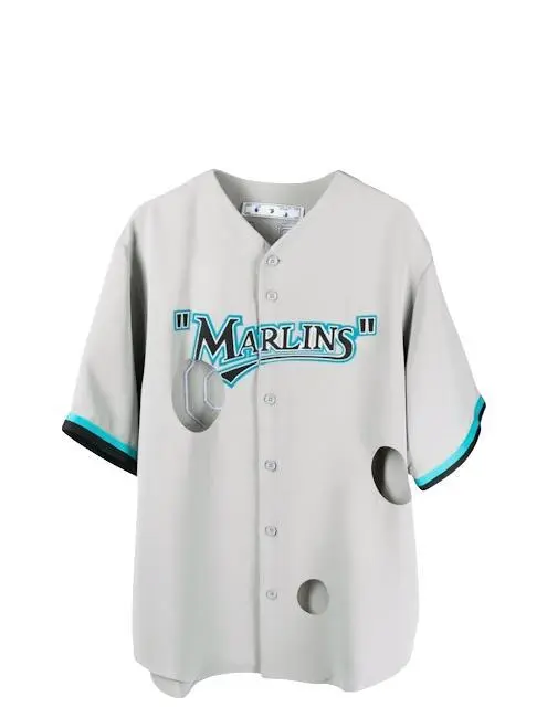 Off-White X Mlb Miami Marlins Cutout Shirt - Gray