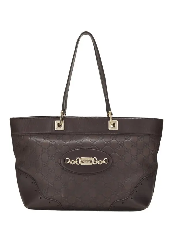 Gucci Guccissima Leather Punch Tote - Brown