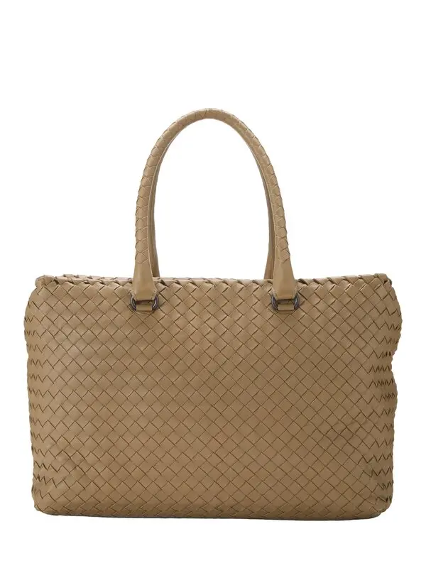 Bottega Veneta Intrecciato Brick Tote - Beige
