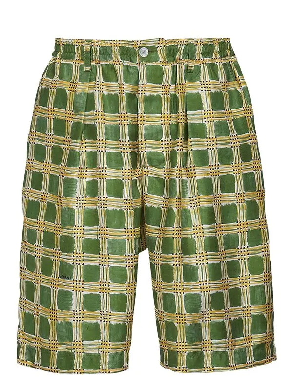 Marni Check Fields Shorts - Green