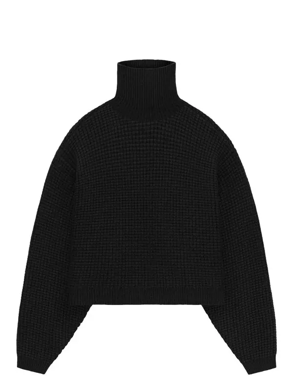 Fear Of God Heavy Waffle Cropped Turtleneck - Black