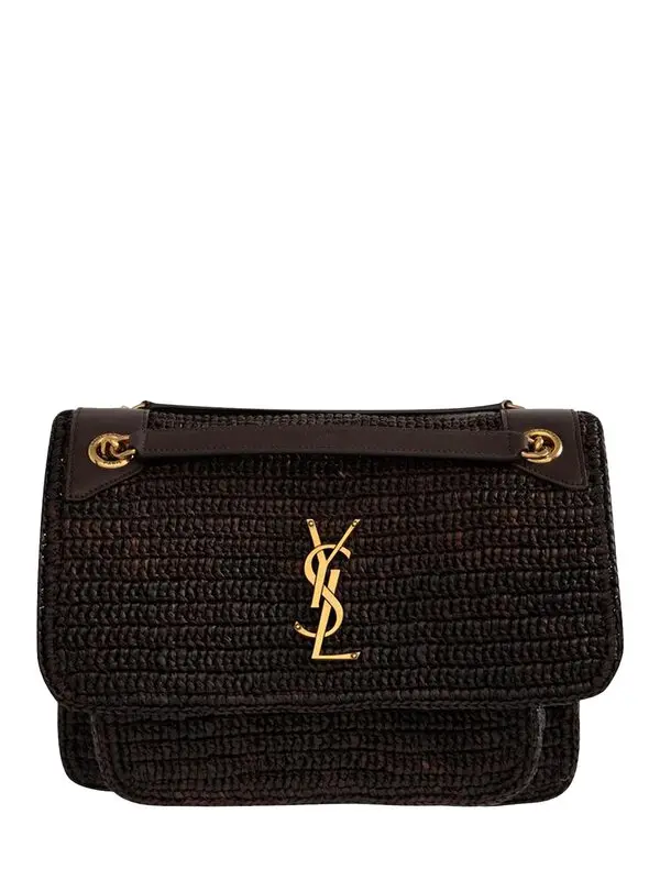 Saint Laurent Niki Medium Raffia Bag - Brown