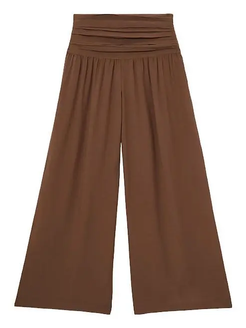 REISS Relaxed-fit Wide-leg Woven Trousers - Brown