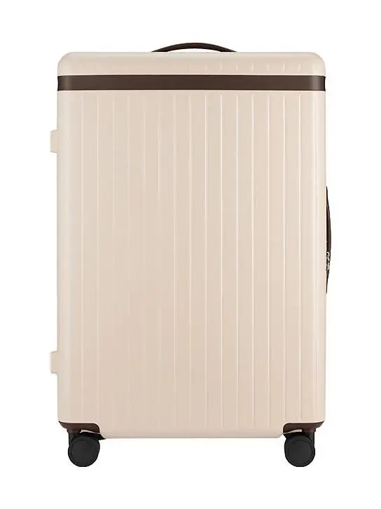 CARL FRIEDRIK The Large Check-in 4-wheel Polycarbonate Suitcase - Beige / Chocolate