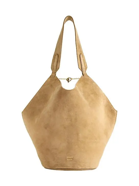 Khaite Small Lotus Leather-suede Tote Bag - Mud
