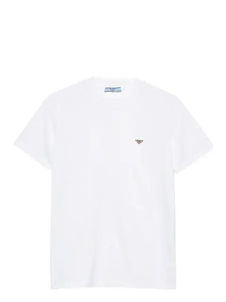 Prada Brand-plaque Cotton-jersey T-shirt - White