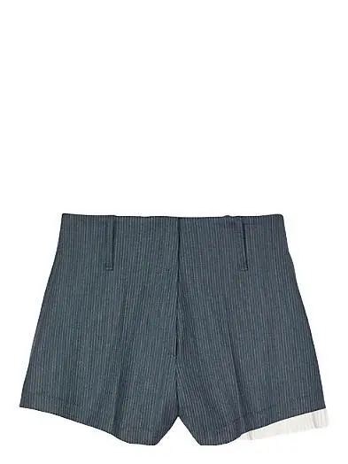 Sandro Striped High-rise Woven Shorts - Blue
