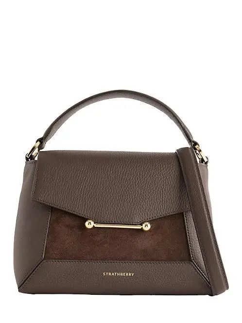Strathberry Mosaic Leather Top Handle Bag - Dark Chocolate