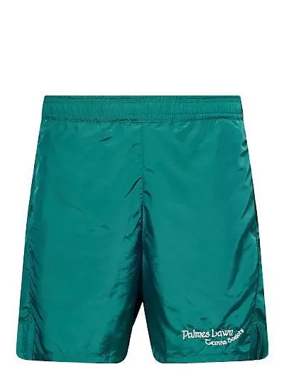 PALMES Relaxed-fit Shell Shorts With Embroidered Logo - Dark Green