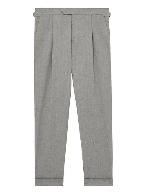 REISS Side-adjuster Tapered-leg Woven Trousers - Grey