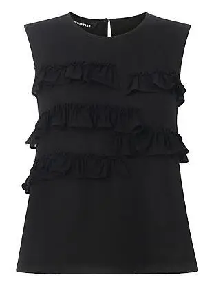 Whistles Frilled Sleeveless Woven Top - Black