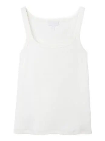 THE WHITE COMPANY Square-neck Ribbed Vest - White