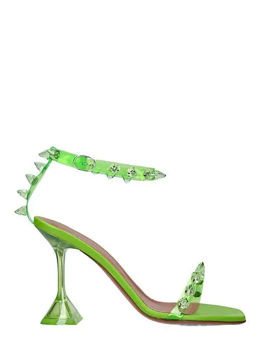 Amina Muaddi Julia Spike-embellished Heeled Pvc Sandals - Mid Green