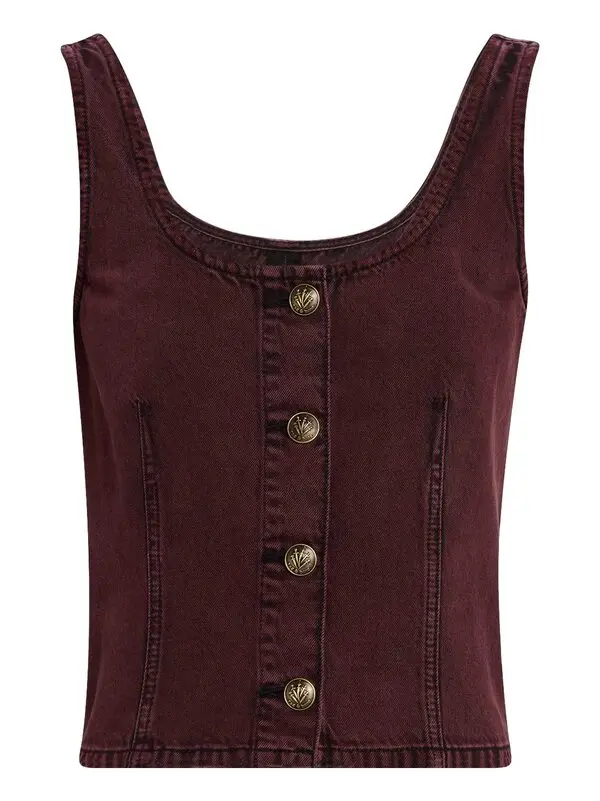 Rag & Bone Poppy Denim Button-front Tank Top - Brown