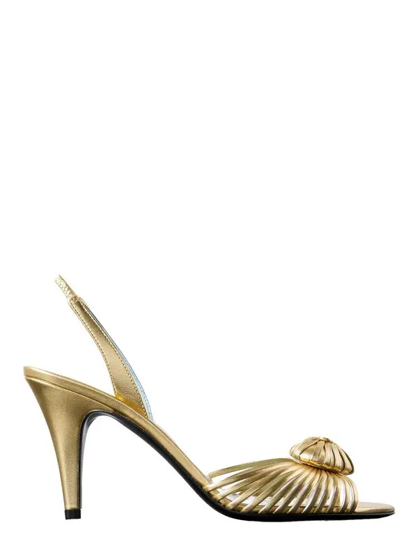 Valentino Garavani Royal 85 Embellished Metallic Leather Slingback Sandals - Gold