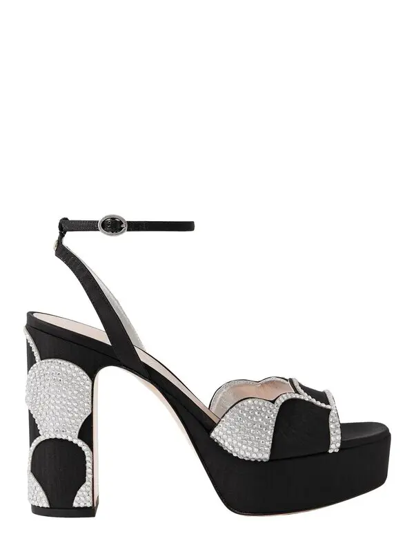 Valentino Garavani Bowow 110 Faille And Crystal-embellished Metallic Leather Platform Sandals - Silver