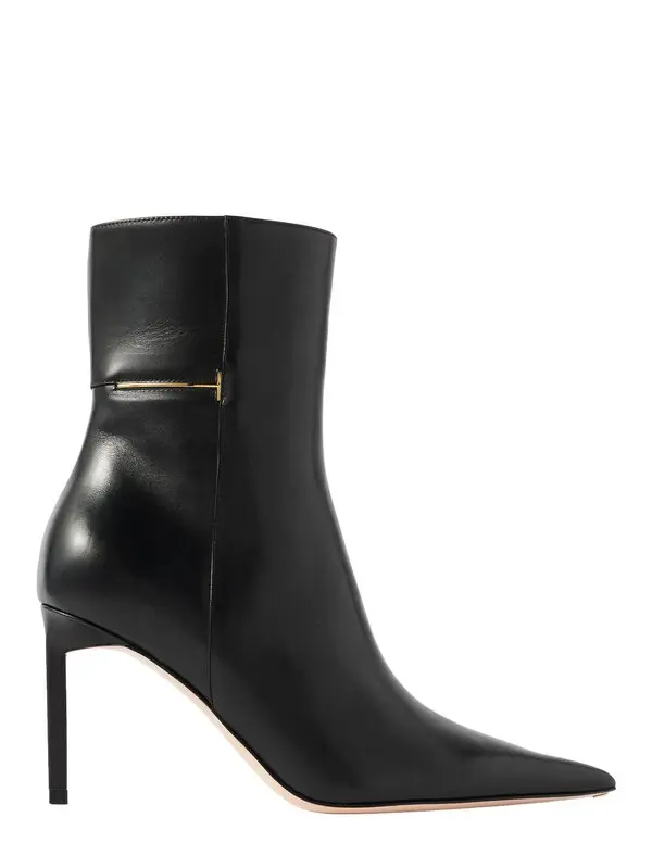 TOM FORD Julianne Embellished Leather Ankle Boots - Black