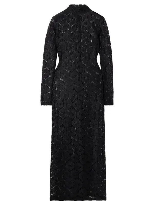 RÓHE Floral Lace Maxi Turtleneck Dress - Black
