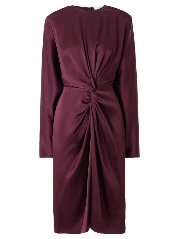 Stella McCartney Twist-front Satin Midi Dress - Burgundy