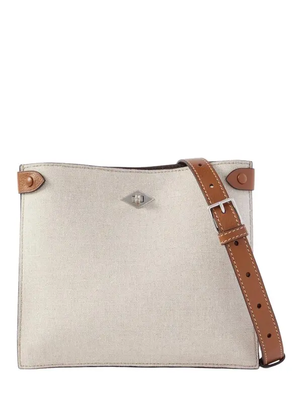 METIER Stowaway Leather-trimmed Linen Shoulder Bag - Cream