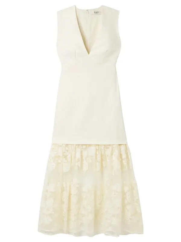 Sea Arielle Linen And Cotton-blend Midi Dress - Cream