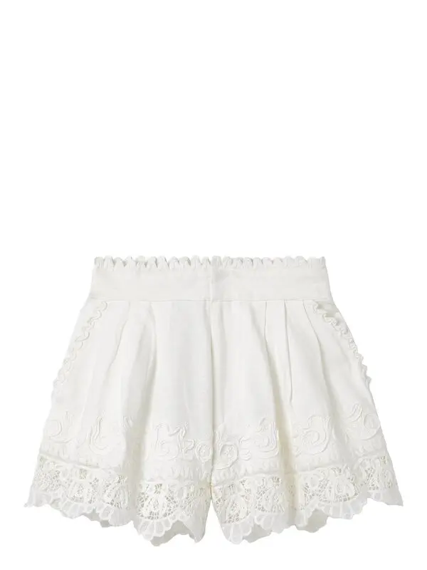 Sea Iyla Guipure Lace-trimmed Cotton And Linen-blend Shorts - White