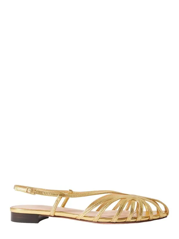 LOEFFLER RANDALL Devon Metallic Leather Sandals - Gold