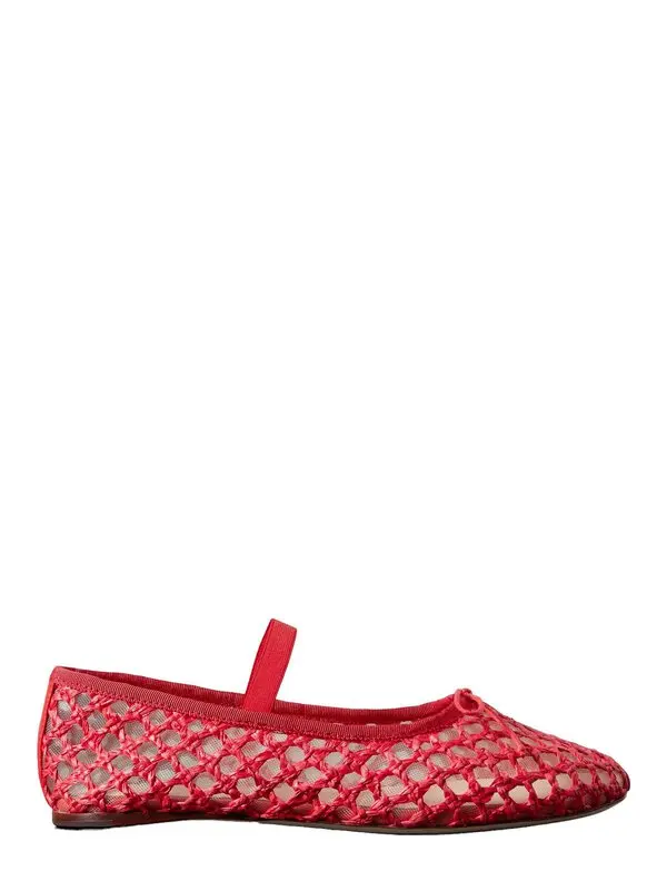 LOEFFLER RANDALL Leonie Raffia Mary Jane Ballet Flats - Red