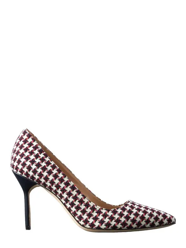 Manolo Blahnik 90 Leather-trimmed Embroidered Tweed Pumps - White