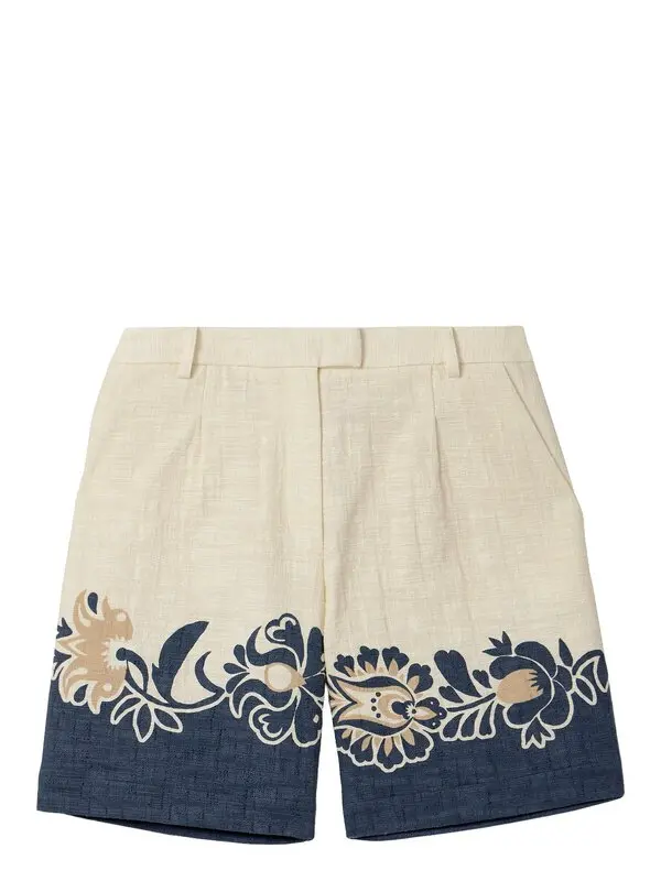 La DoubleJ Boyfriend Printed Cotton-blend Shorts - White