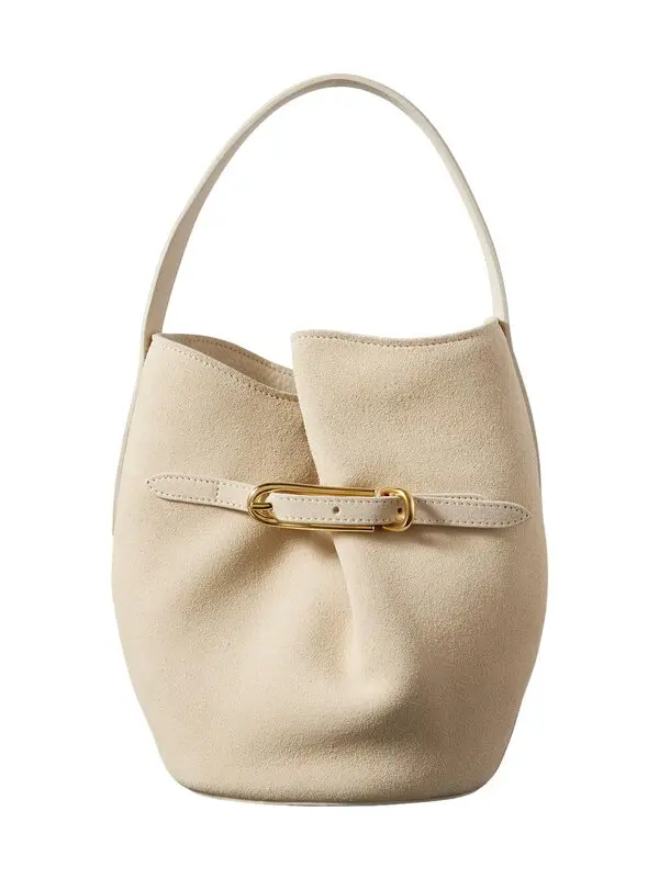 LIFFNER Buckled Suede Bucket Bag - Off-white