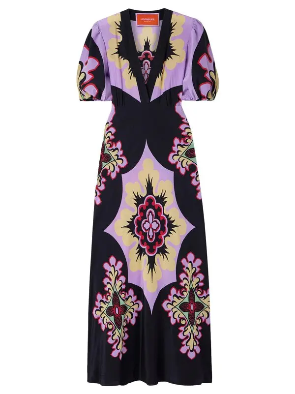 La DoubleJ Marlene Printed Silk-crepe Maxi Dress - Purple