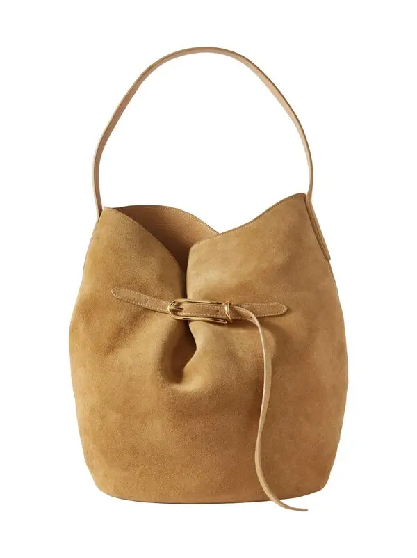 LIFFNER Buckled Suede Bucket Bag - Brown