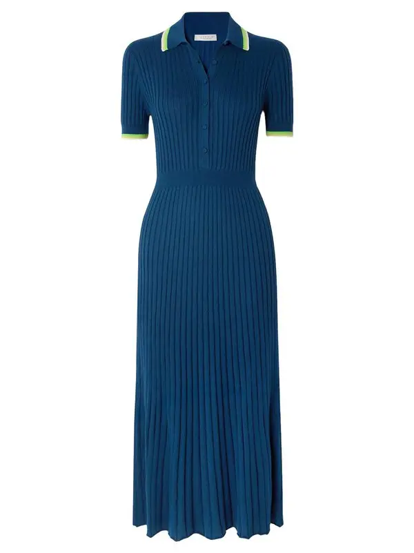 Gabriela Hearst Eyot Ribbed Silk And Cashmere-blend Midi Dress - Blue
