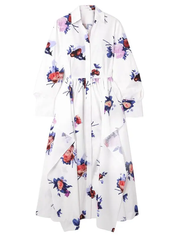 Erdem Floral-print Cotton-poplin Midi Shirt Dress - Multi