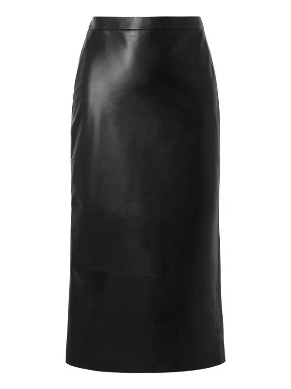 Givenchy Paneled Leather Pencil Midi Skirt - Black