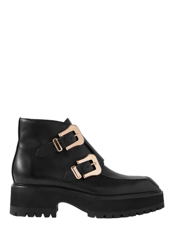 Gabriela Hearst Apollo Buckled Leather Ankle Boots - Black