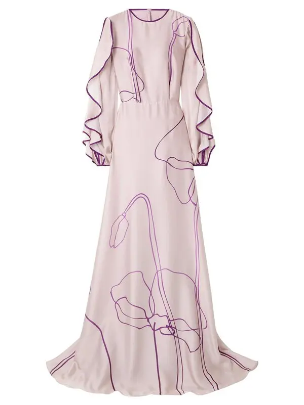Costarellos Priela Floral-print Satin Gown - Pink