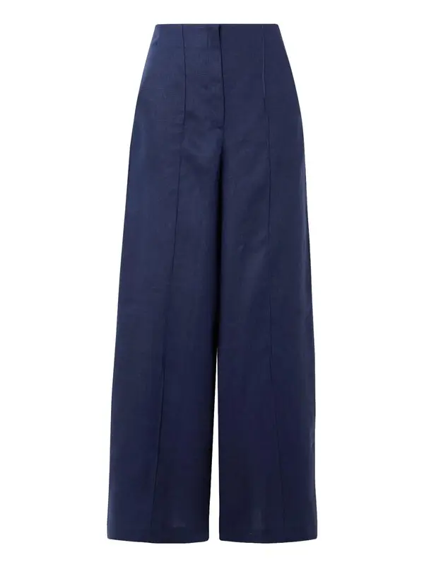 ANDRES OTALORA Encontrarte Linen Wide-leg Pants - Blue